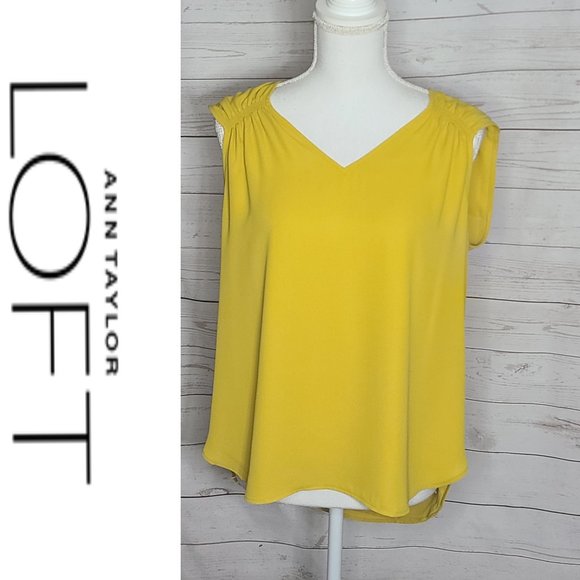 LOFT | Tops | Loft V Neck Mustard Yellow Sleeveless Blouse | Poshmark